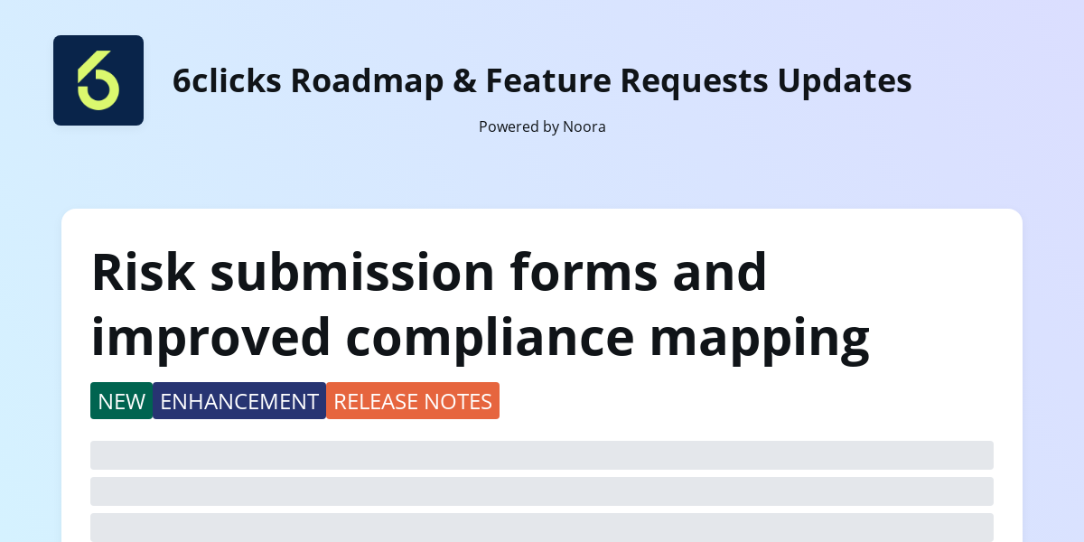 Risk submission forms and improved compliance mapping | 6clicks Roadmap ...