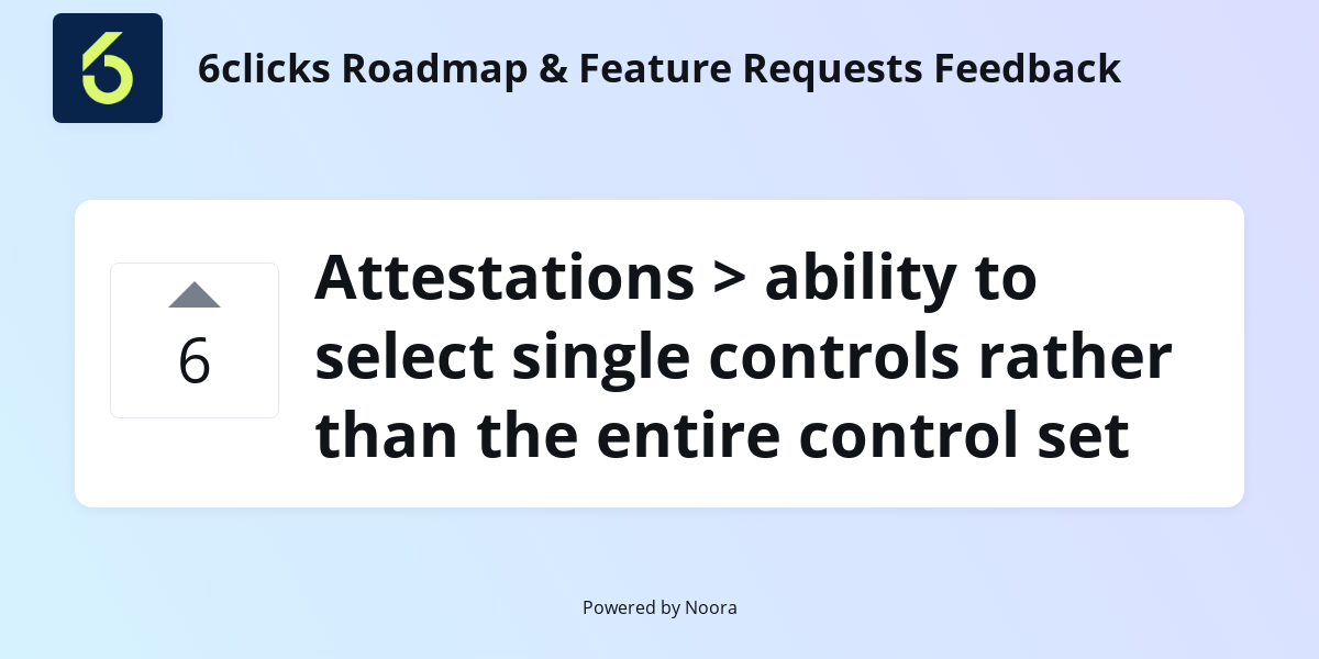 Attestations Ability To Select Single Controls Rather Than The Entire Control Set Feature