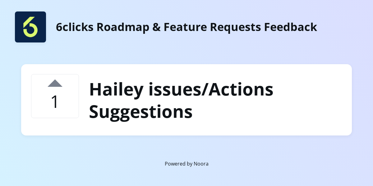 Hailey issues/Actions Suggestions | Feature Requests | 6clicks Roadmap & Feature Requests